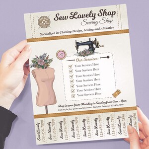 Editable Sewing Business Flyer Template With Tear-off Tabs | Tailor ...