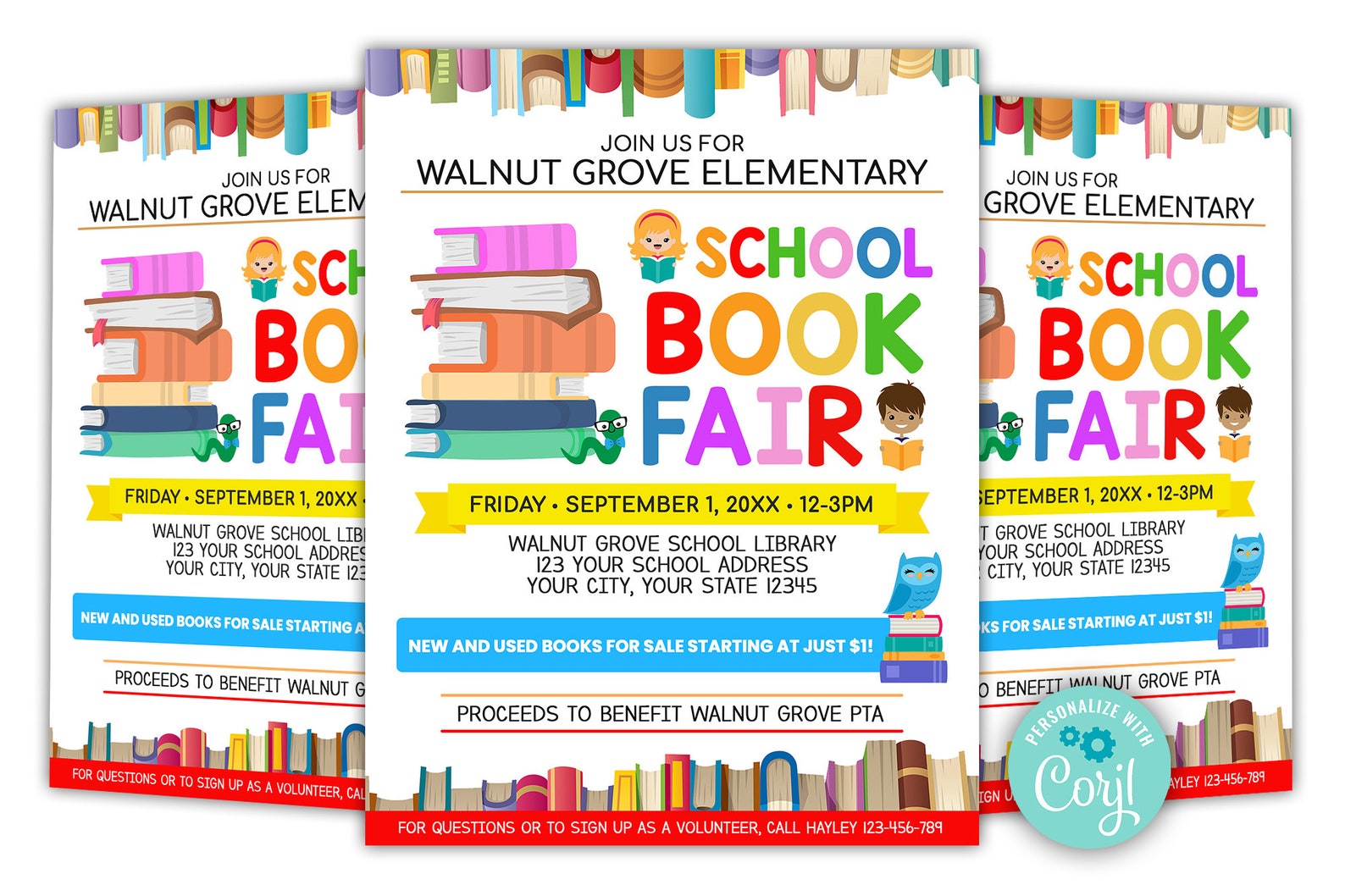 EDITABLE Book Fair Flyer Template Colorful School Fundraiser - Etsy
