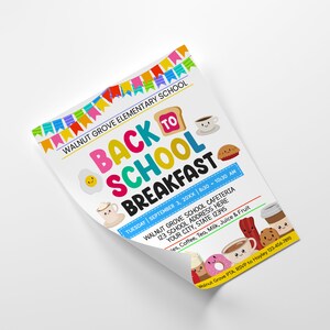 EDITABLE Back to School Breakfast Flyer Template, PTO PTA Fundraiser ...