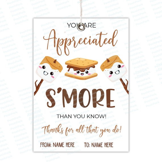 Editable Smore Tags, You are Appreciated Editable Gift Tag, Client ...