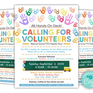 Editable Volunteer Recruitment Flyer School Volunteer - Etsy