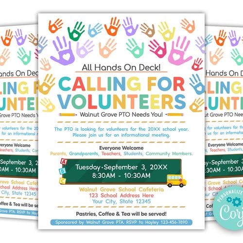 Editable Volunteer Recruitment Flyer School Volunteer Flyer - Etsy