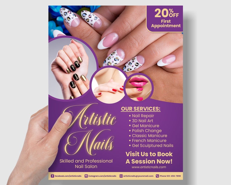 Nail Flyer Template Editable Nail Salon Flyer Nail Tech - Etsy