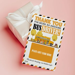 Bus Driver Thank You Card, Bus Driver Gift Card Holder, Bus Driver ...