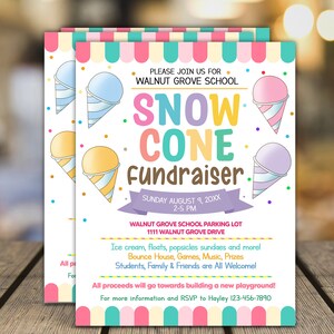 Editable Snow Cone Fundraiser Flyer, PTO PTA School Flyer, School ...