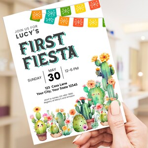 Editable First Fiesta Invitation Template Fiesta Birthday Mexican ...