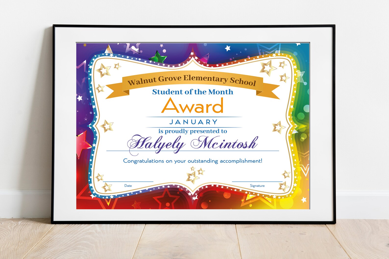 Student of the Month Certificate Template Colorful Student of - Etsy