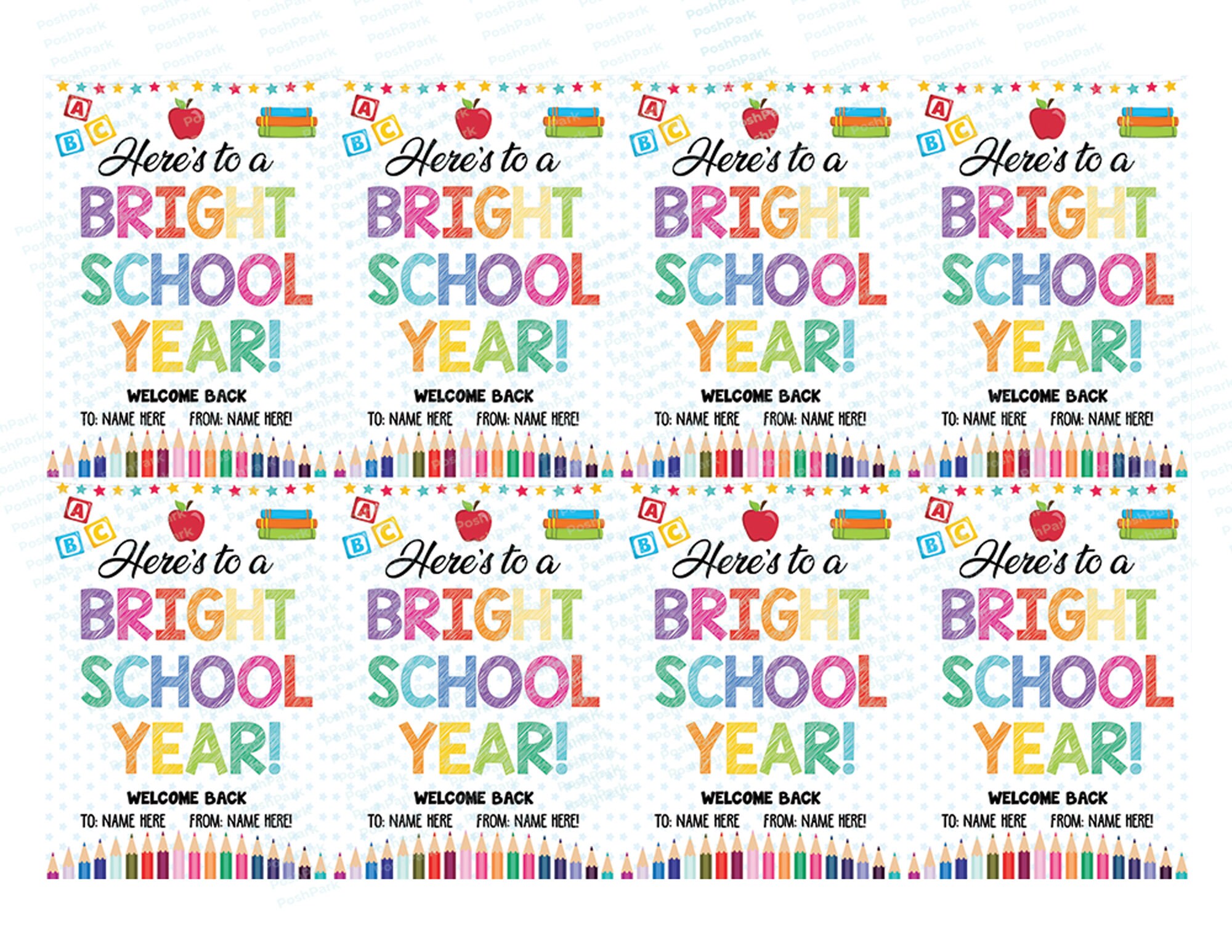 Editable Bright School Year Gift Tag Template Colorful - Etsy