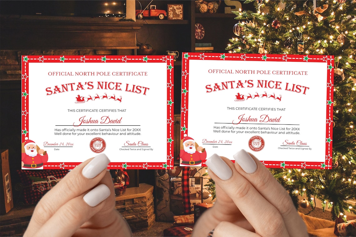 Editable Mini Nice List Certificate From Santa Santa - Etsy