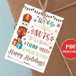 Printable Christmas Nut Gift Tags, PDF Christmas Nuts Favor Tags, Staff ...