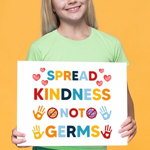 Printable Spread Kindness Not Germs Poster, PDF School Health Safety ...