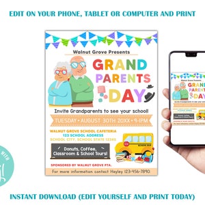 EDITABLE Grandparents Day Invite Template, Family School Printable ...