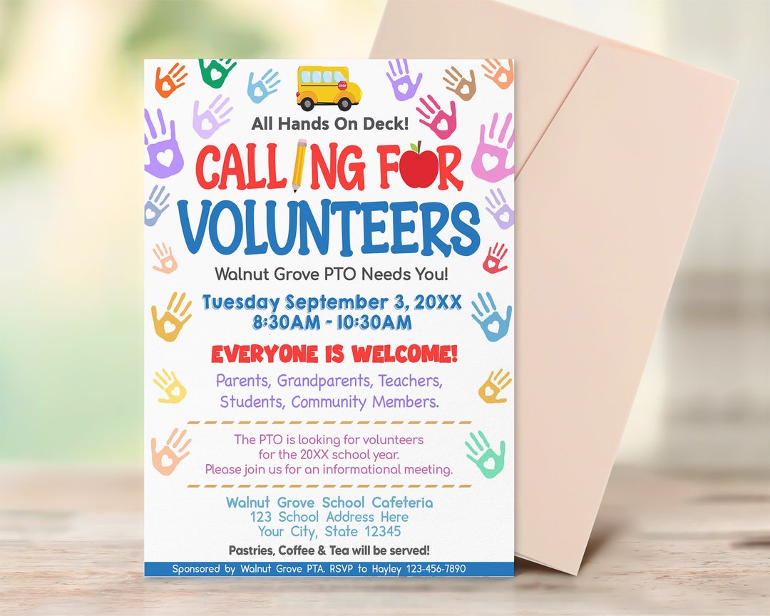 Editable Back to School Volunteer Recruitment Flyer, School Fundraiser ...