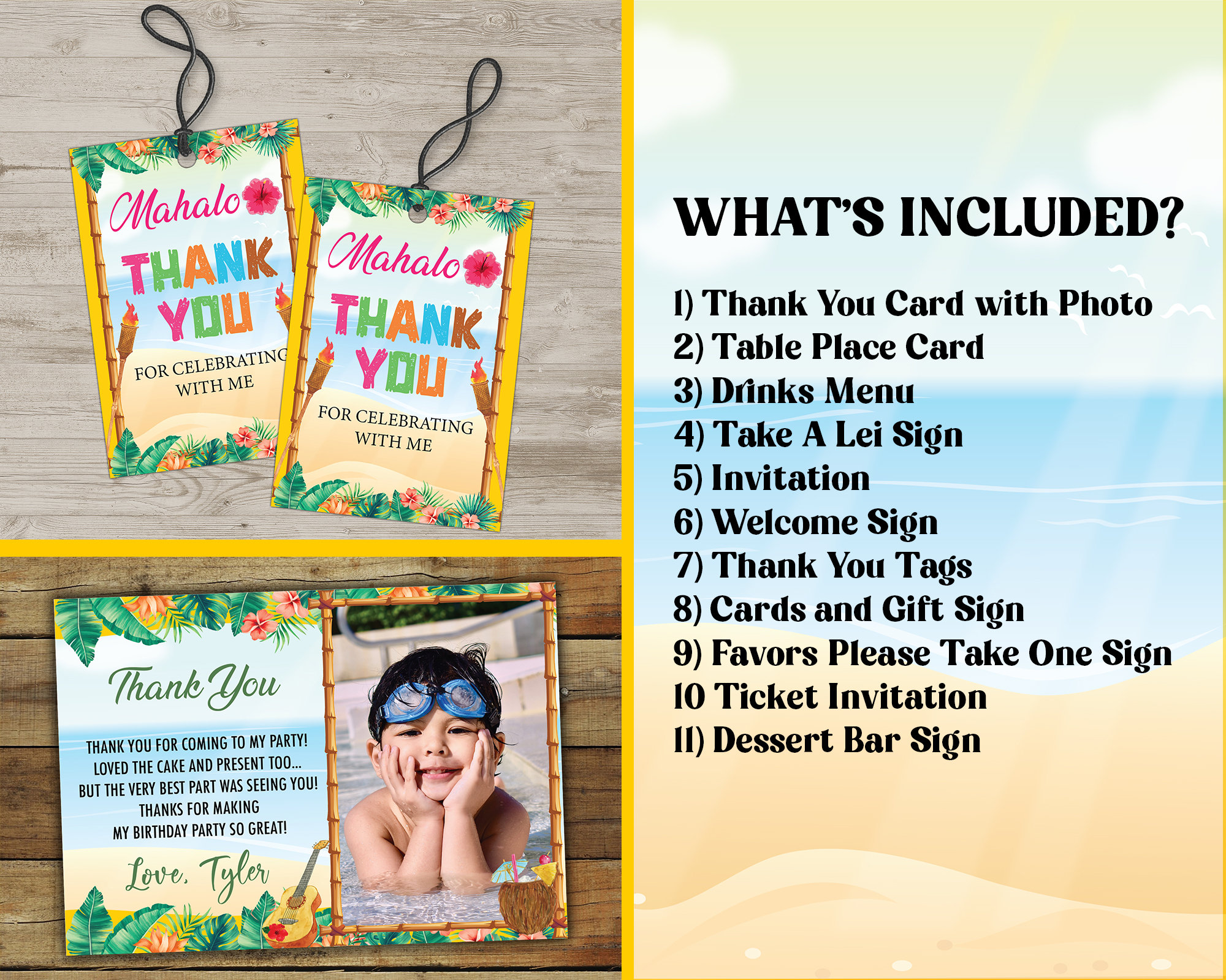 15 Piece Luau Party Decor Bundle, Luau Party Kit Template, Hawaiian ...