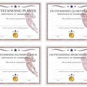 PRINTABLE Red White Blue PDF End of Season Football Award - Etsy