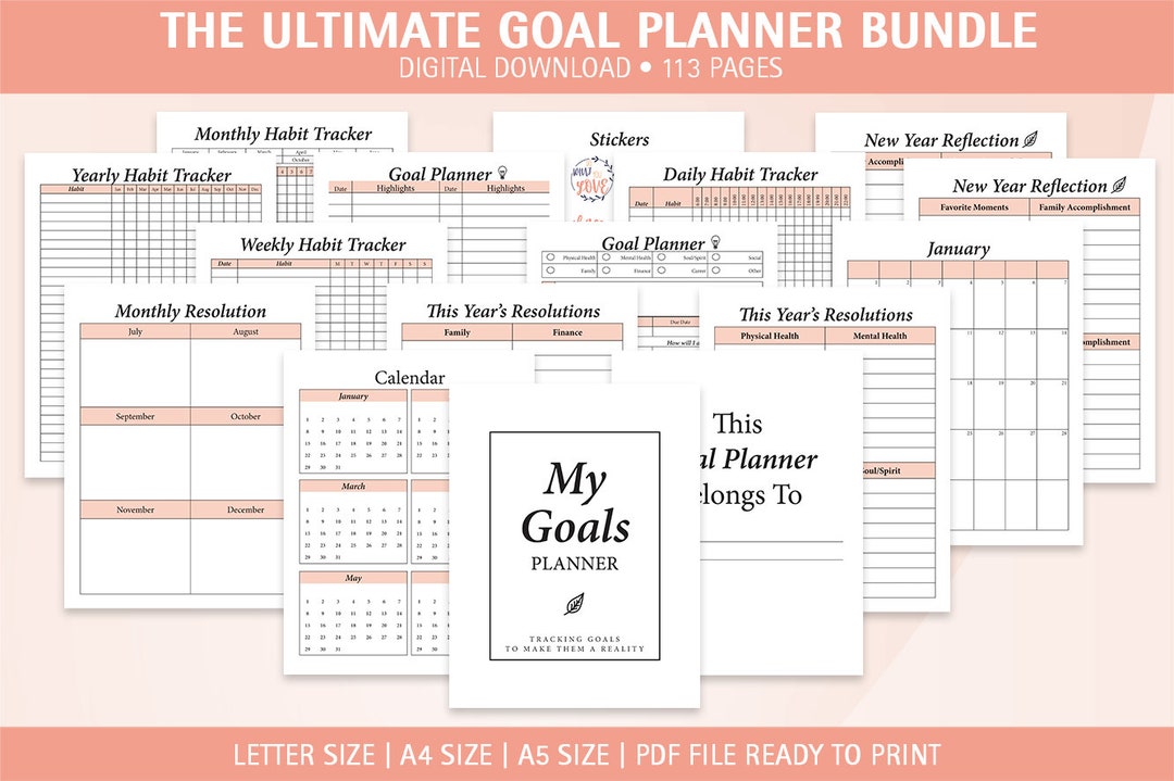 The Ultimate Goal Journal / Goal Journal BUNDLE, Includes Habit Planner ...