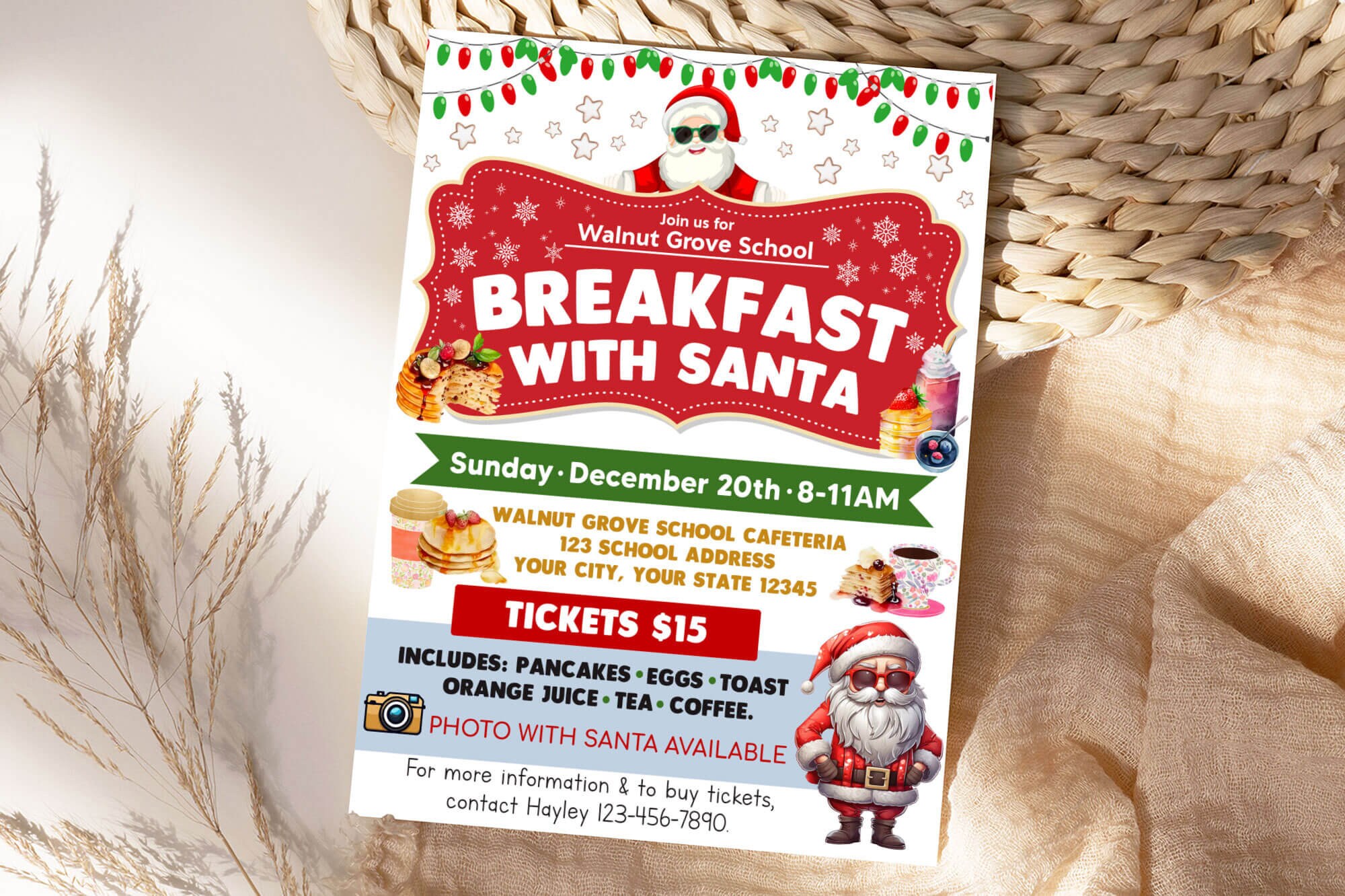 Breakfast With Santa Flyer Template, Editable PTA PTO Santa Breakfast ...