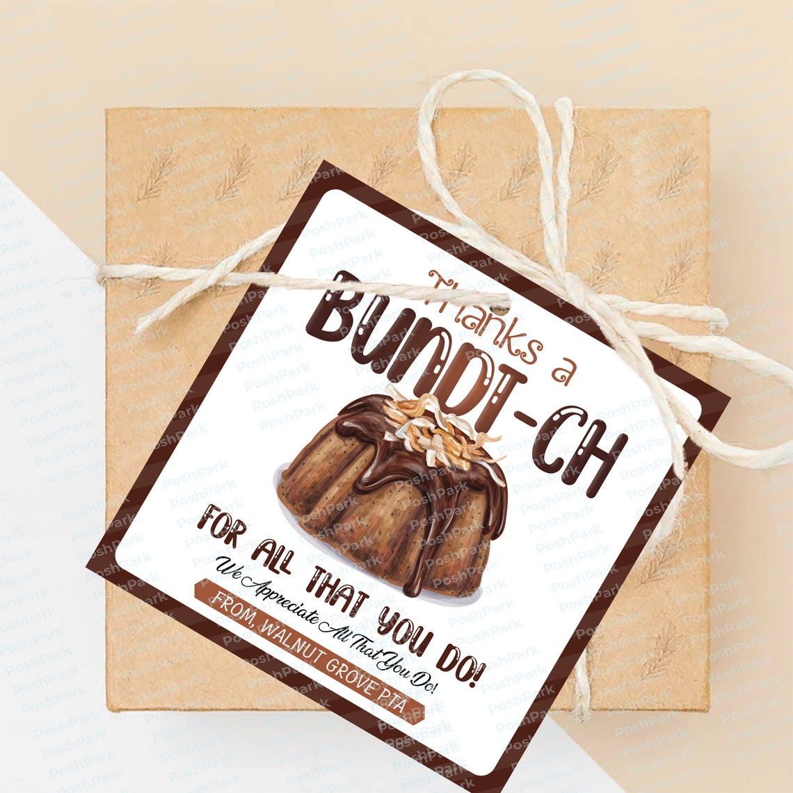 Editable Bundt Cake Tag Thanks a BUNDT-CH for All That You - Etsy