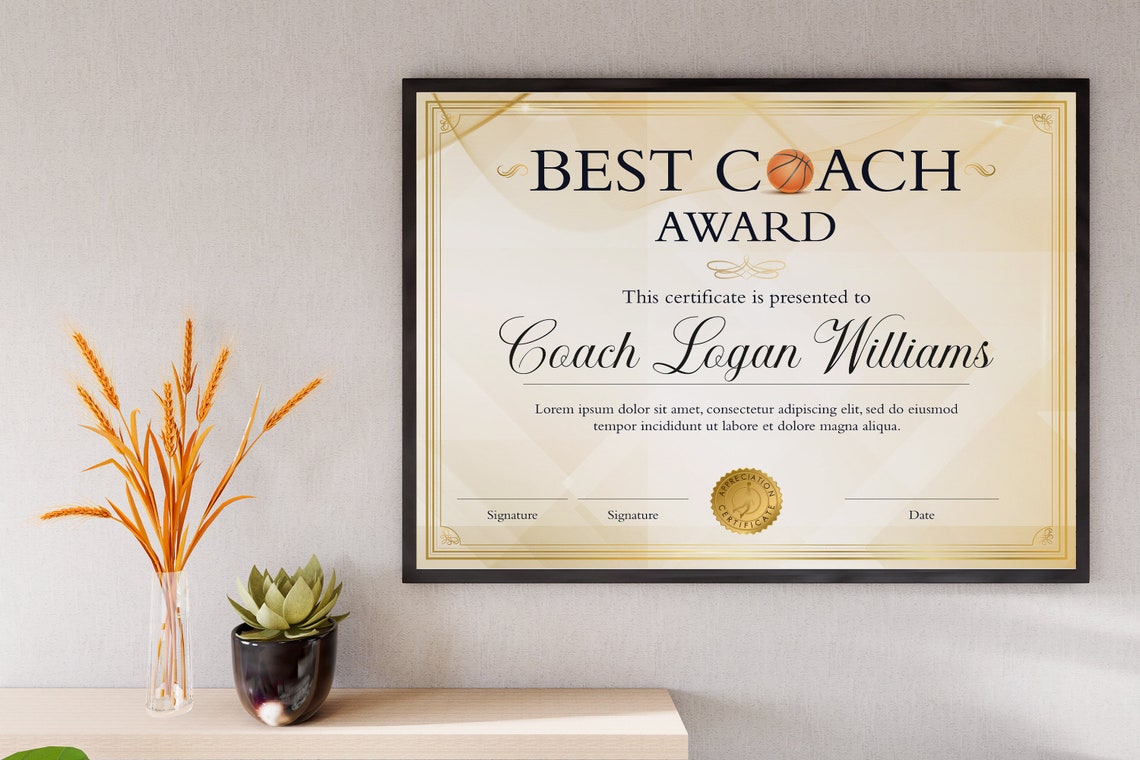 Downloadable Basketball Coach Certificate Template Basketball | Etsy
