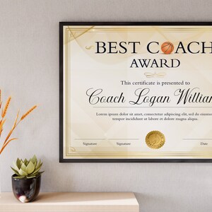 Downloadable Basketball Coach Certificate Template Basketball | Etsy