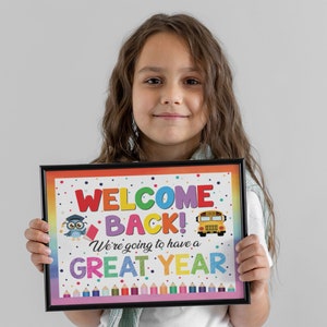 Back to School Welcome Sign PRINTABLE, Colorful Welcome Back to School ...