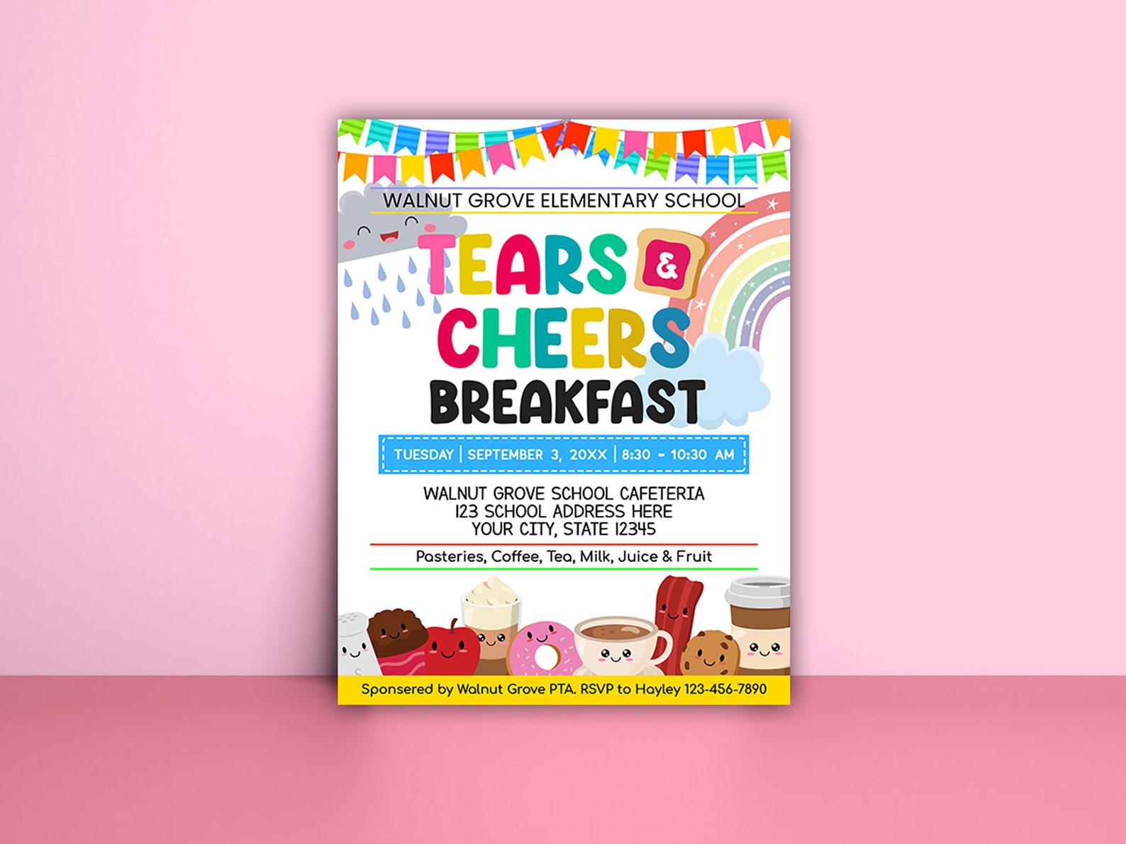 EDITABLE Tears and Cheers Breakfast Invitation Back to School - Etsy