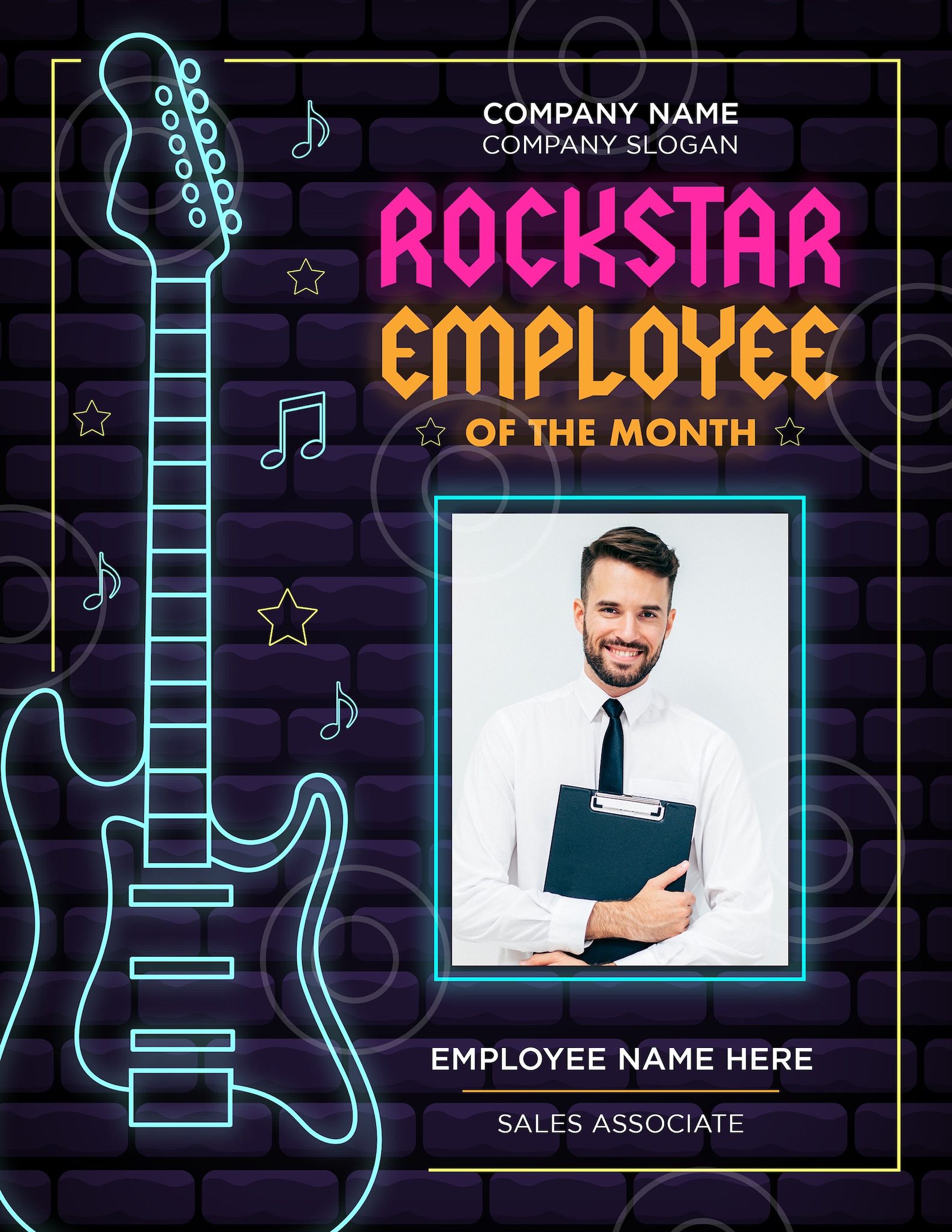 Set of 2 EDITABLE Rockstar Employee of the Month Certificate - Etsy