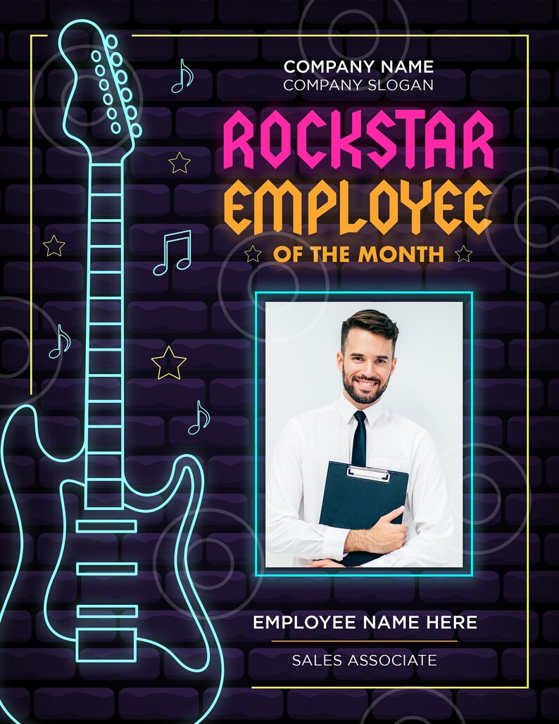 EDITABLE Rockstar Employee of the Month Certificate Employee - Etsy