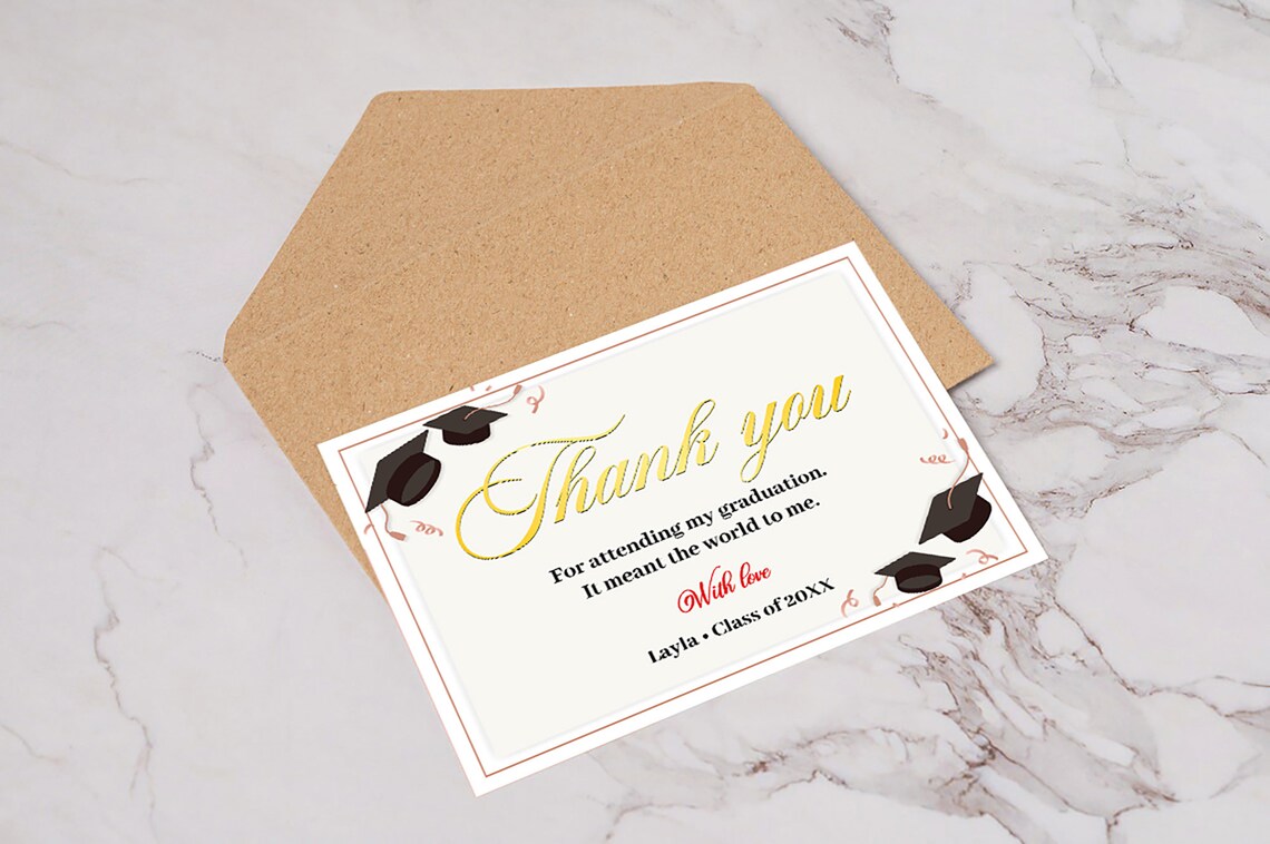 Editable Graduation Thank You Cards Template High School - Etsy