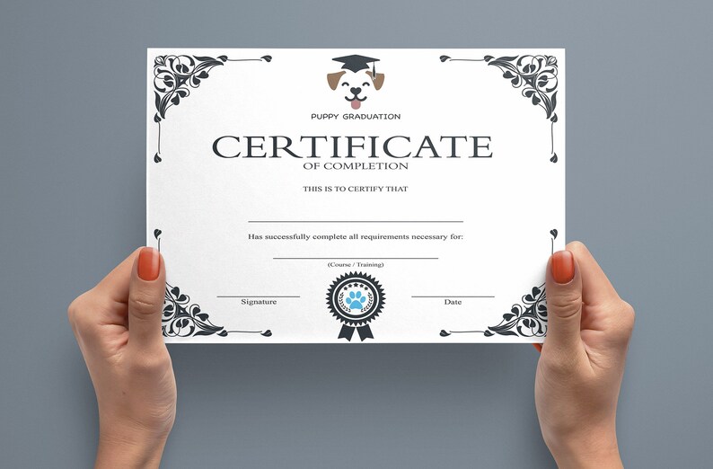 PRINTABLE Blank PDF Puppy Dog Graduation Certificate | Etsy