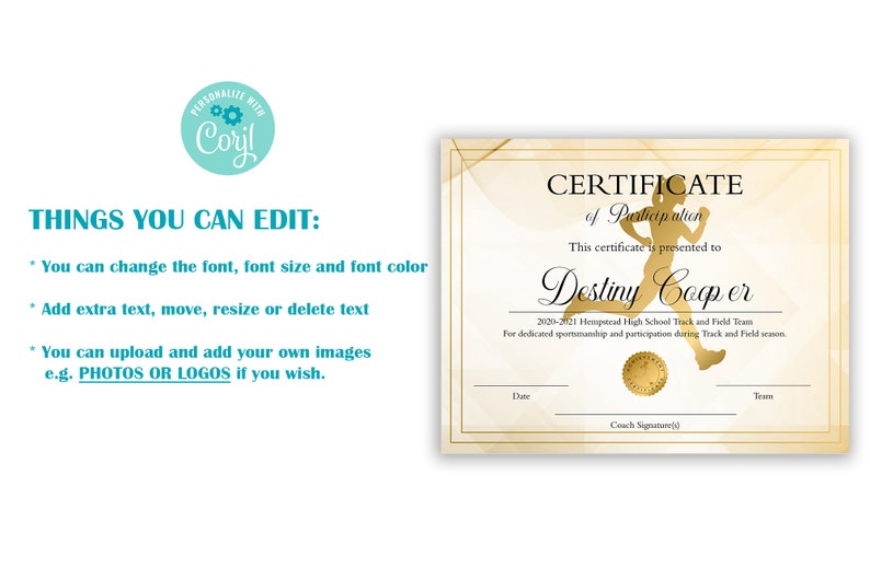 Editable Girls Cross Country Certificate Template, Girls Cross Country ...