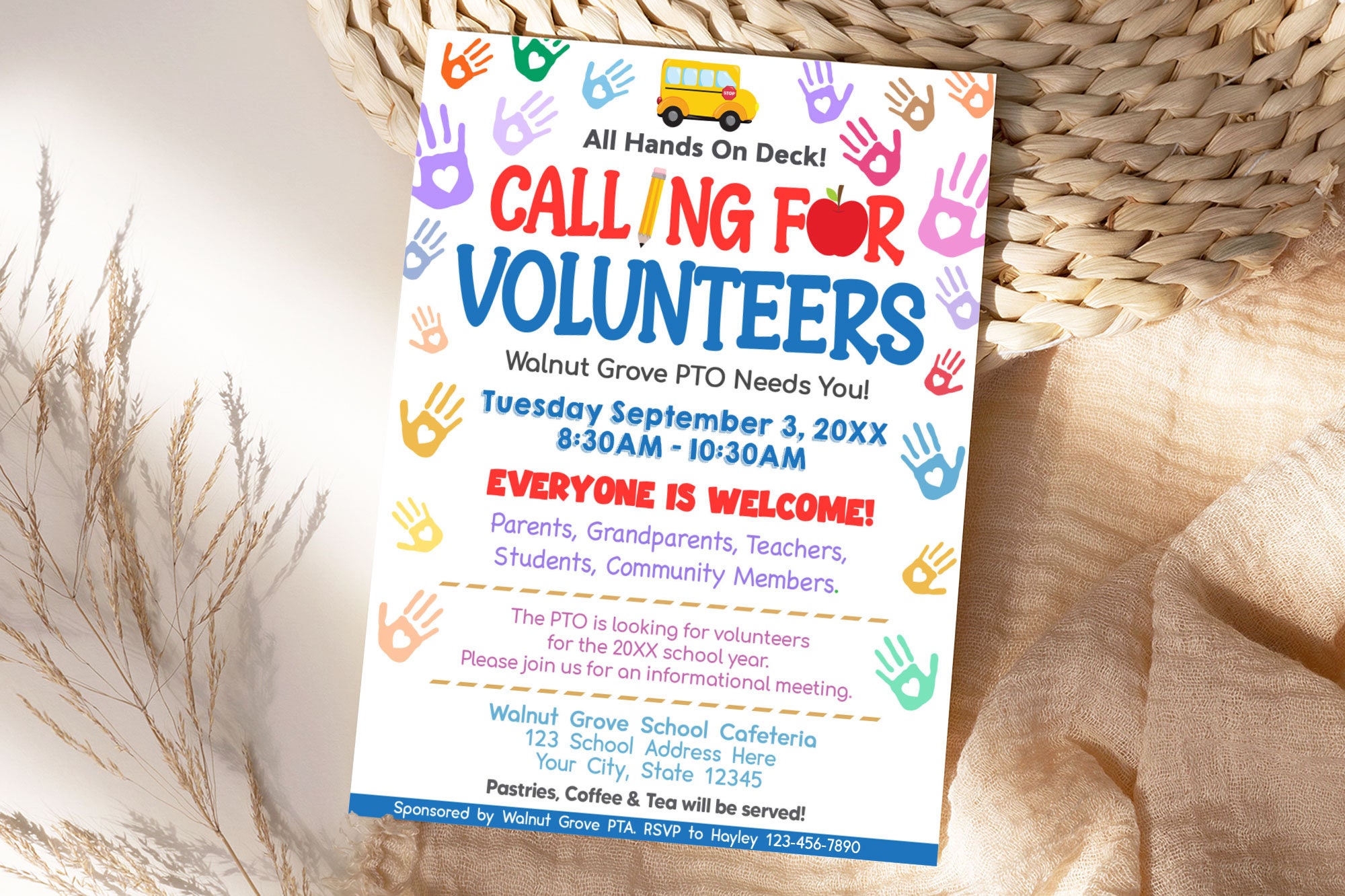Editable Back to School Volunteer Recruitment Flyer, School Fundraiser ...