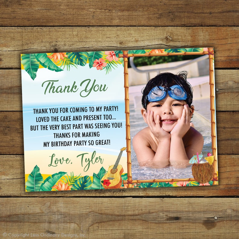 Editable Luau Thank You Card Hawaiian Tropical Thank You - Etsy