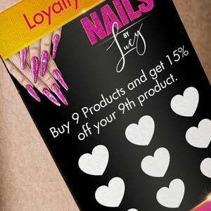 Nail Salon Loyalty Card Template Nail Tech Loyalty Cards | Etsy