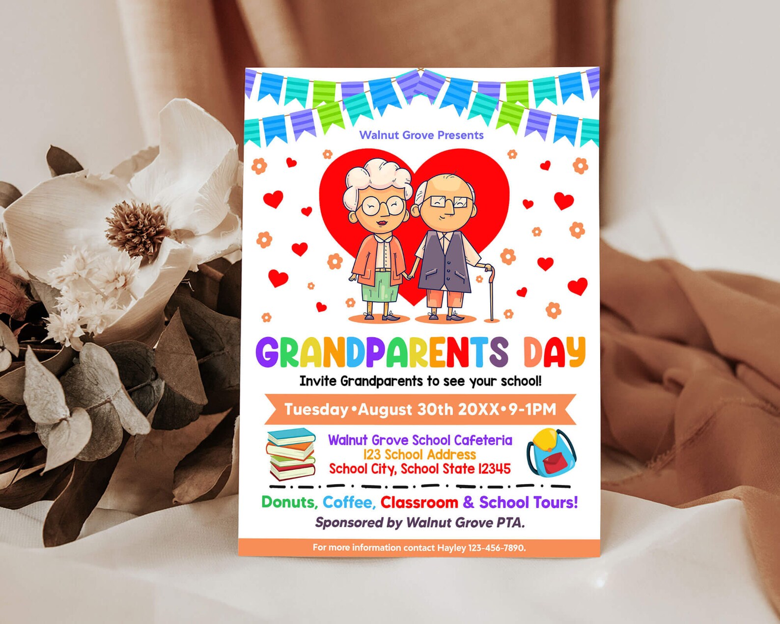 Grandparents Day Flyer Invite Template, PTA PTO Flyer School Fundraiser ...