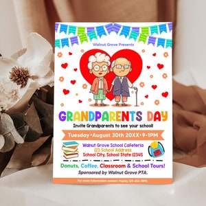 Grandparents Day Flyer Invite Template, PTA PTO Flyer School Fundraiser ...