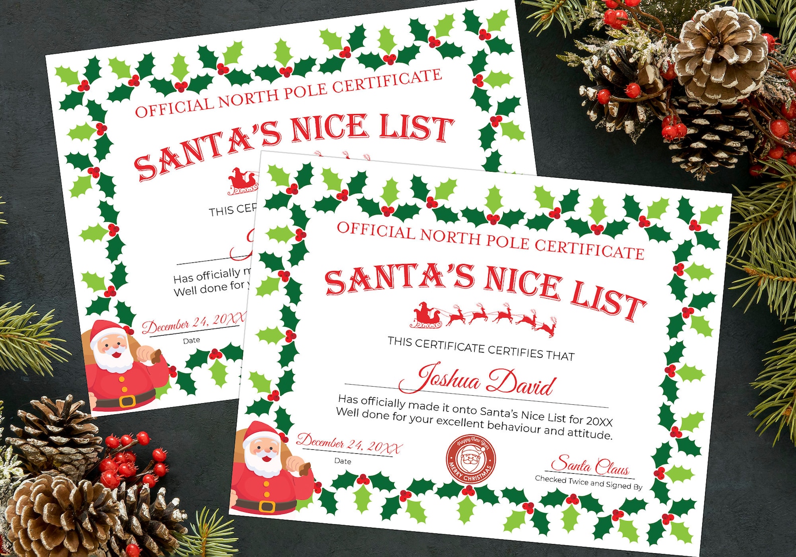 Editable Christmas Nice List Certificate Instant Download - Etsy