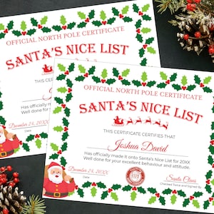 Editable Christmas Nice List Certificate Instant Download, Christmas ...