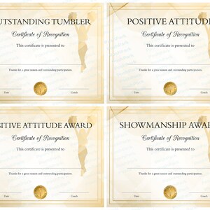 PRINTABLE PDF End of Season Cheerleading Award Certificates, 25 Plus ...