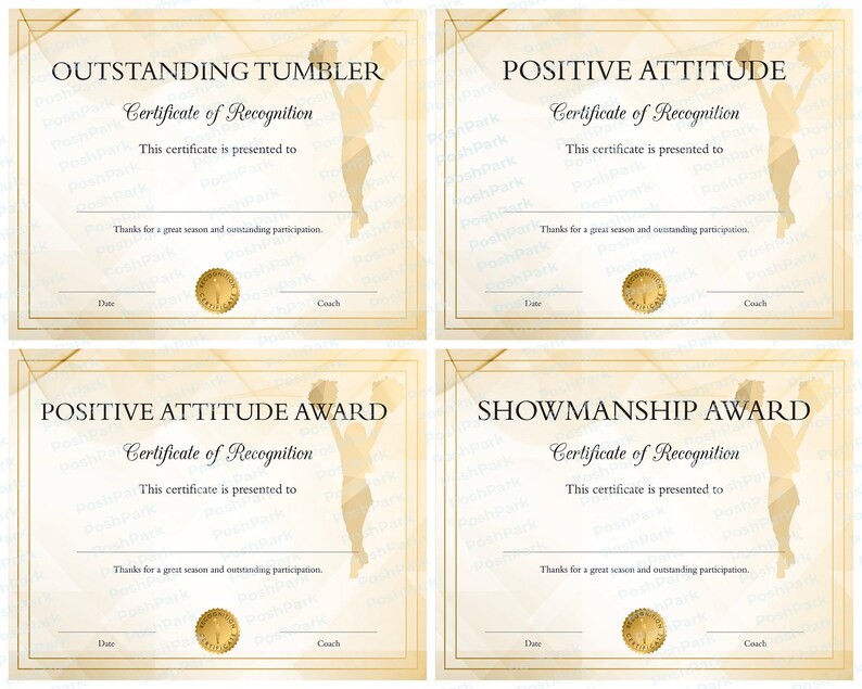 PRINTABLE PDF End of Season Cheerleading Award Certificates, 25 Plus ...