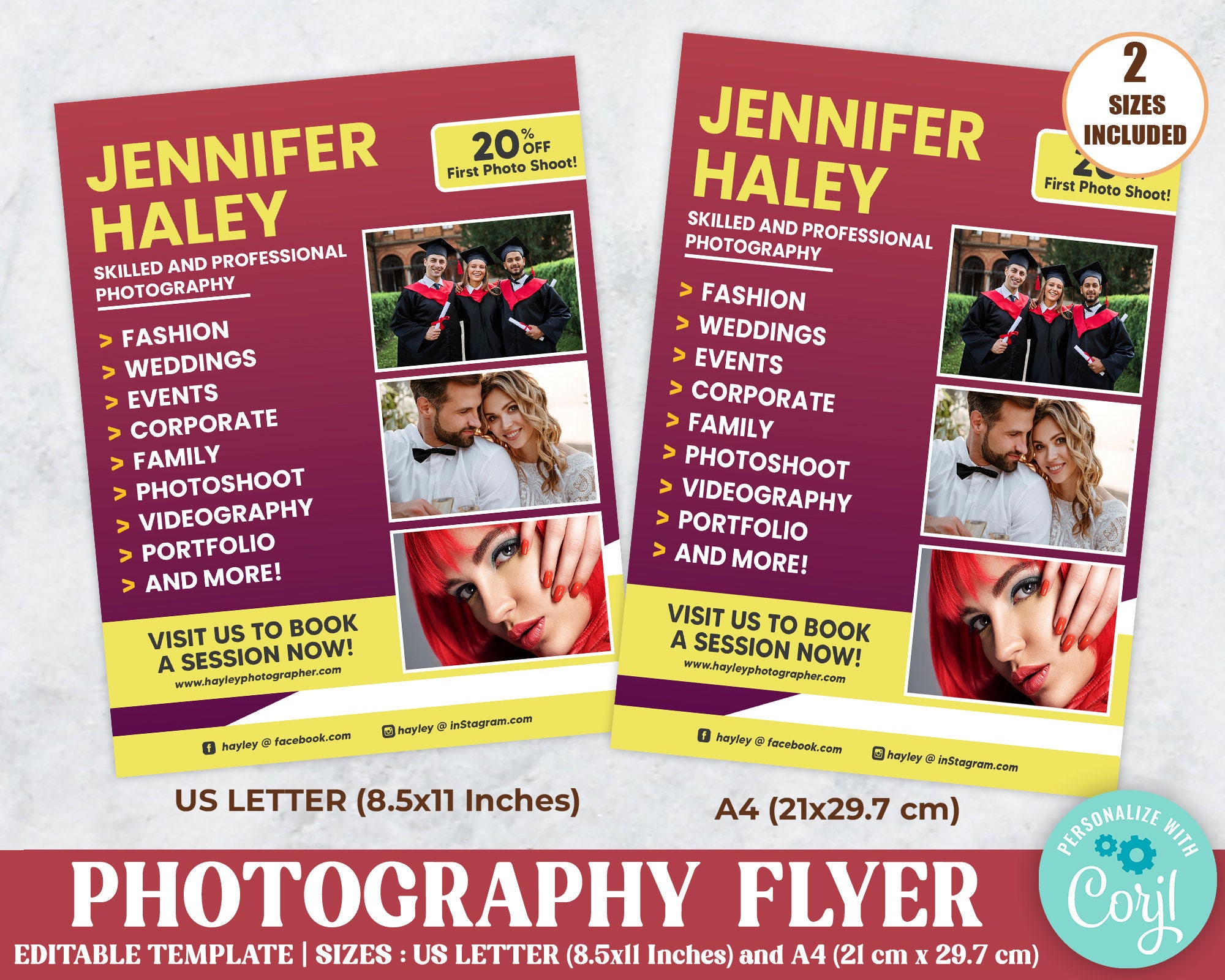 Editable Photographer Flyer Template, Photography Brochure, Photography ...