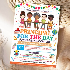 Principal for the Day Fundraising Contest Flyer, School Event Flyer ...
