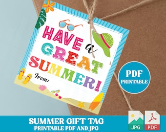 PRINTABLE Have a Great Summer Tag, Summer Gift Tag, Printable Tag ...