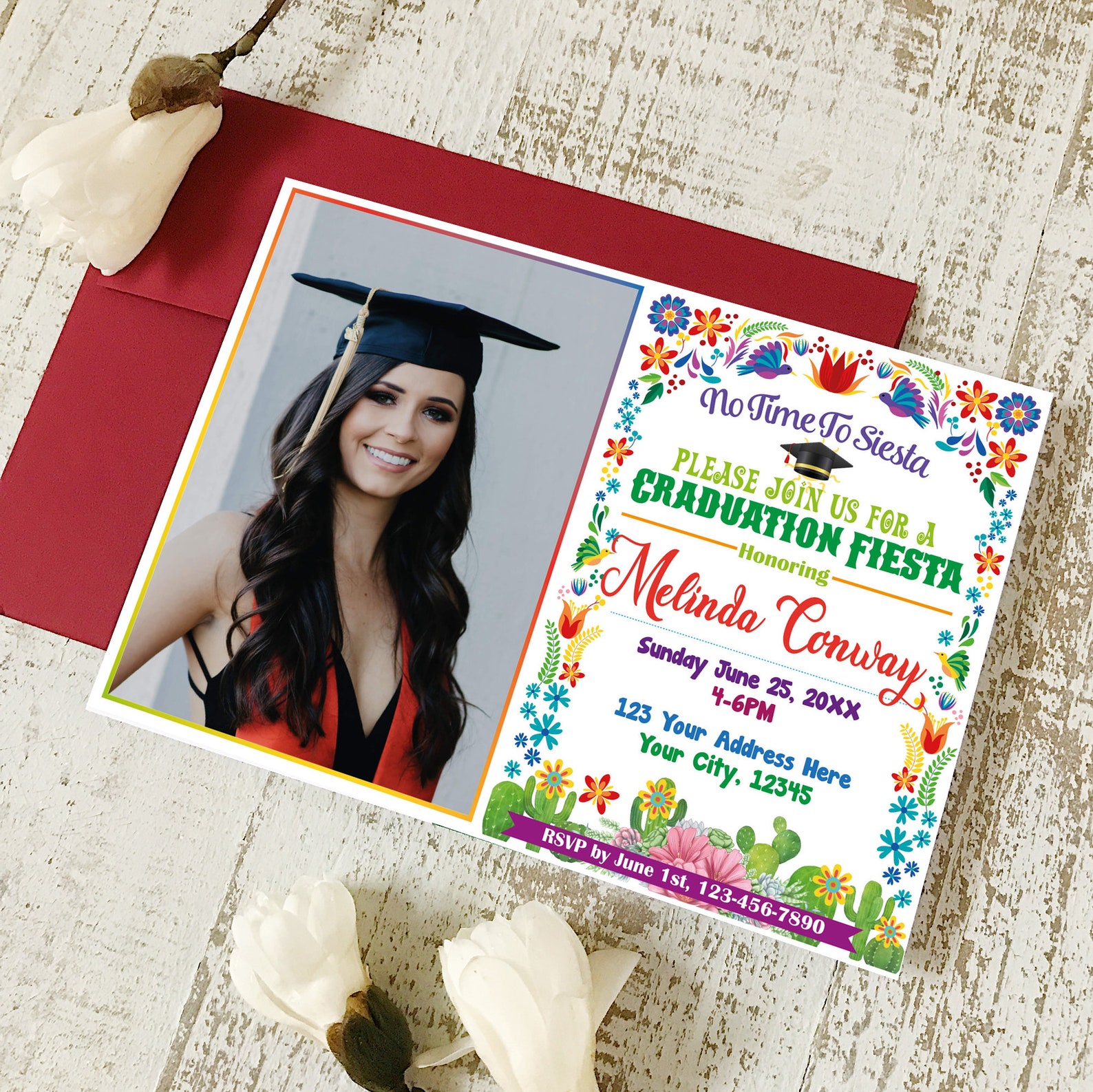 EDITABLE Fiesta Graduation Party Invitations With Photo - Etsy