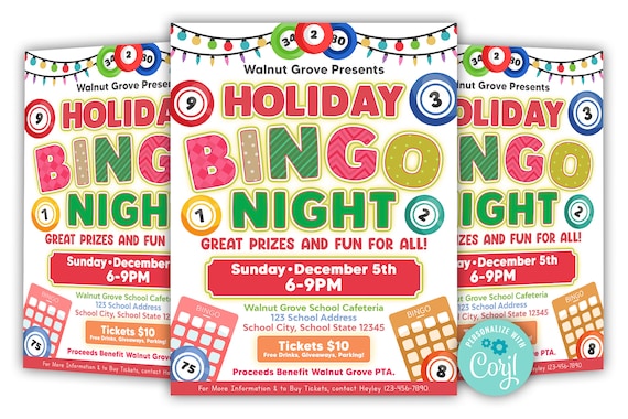 Editable Holiday Bingo Night Flyer Template, Christmas Family Game ...