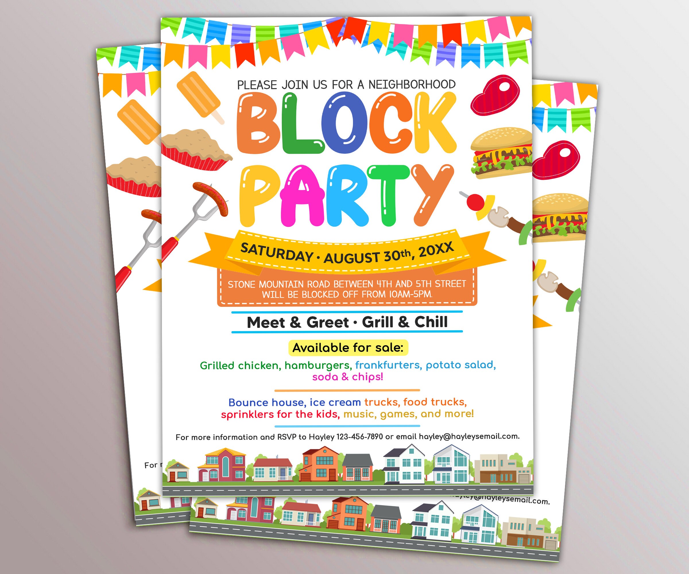 EDITABLE Block Party Invitation Neighborhood Bbq Picnic - Etsy