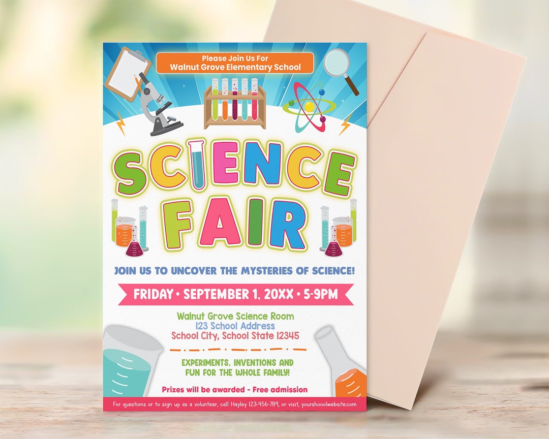 Editable Science Fair Flyer, School Academic Festival Flyer, PTO PTA ...