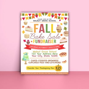 Editable Fall Bake Sale Flyer, Printable Halloween Invite, Community ...