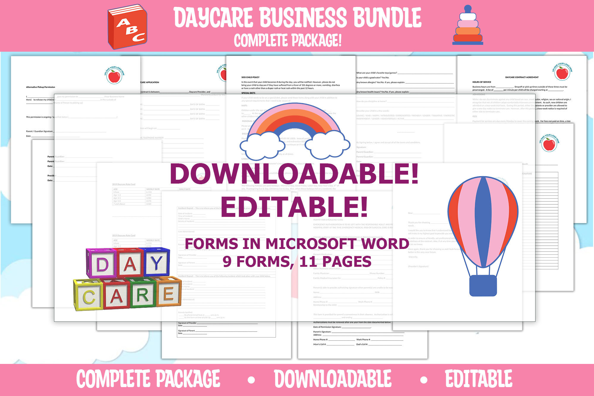 Amazing Daycare Business Forms BUNDLE, Daycare Provider Startup ...