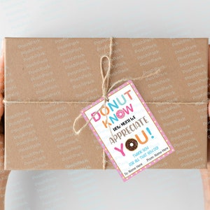 EDITABLE Staff Teacher Appreciation Gift Tag, Donut Know How Much We ...